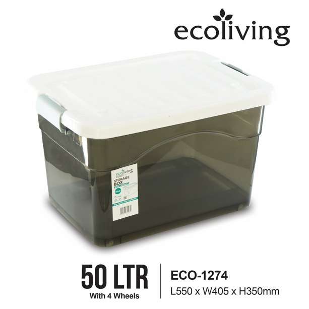 ECO LIVING 35,50L Stackable Storage Box With Wheels, Space Organizer ...