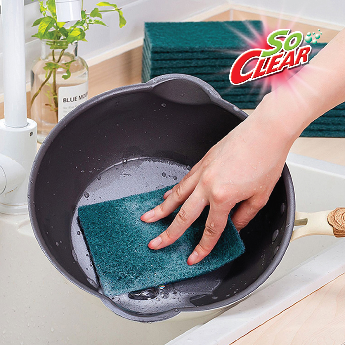 SO CLEAR BASIC 2,3,5,10Pcs/Pack Nylon Scouring Sponge Pad,Dish Wash ...