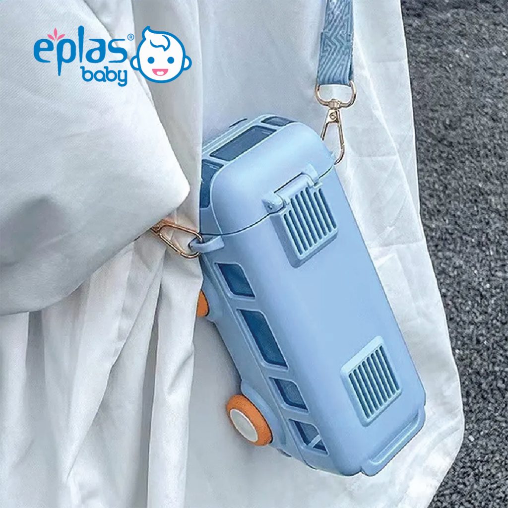 EPLAS BABY 500ml Roller School Bus Toys Kids Water Bottle W/Straw&Strap ...