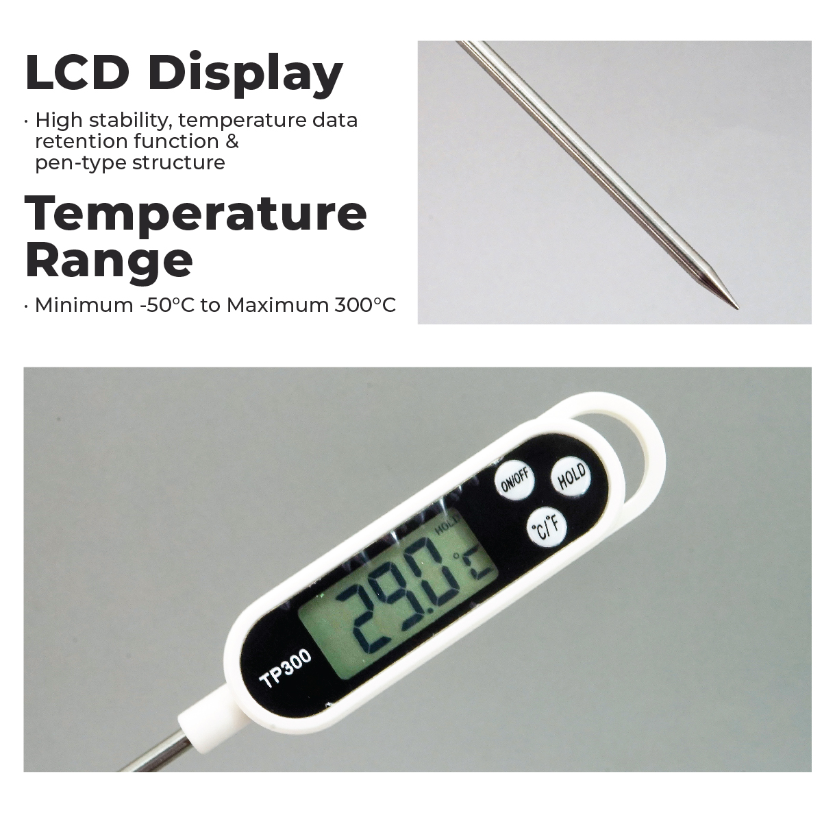 HOME PERFECT Stainless Steel Digital Baking Food Thermometer W/LCD ...