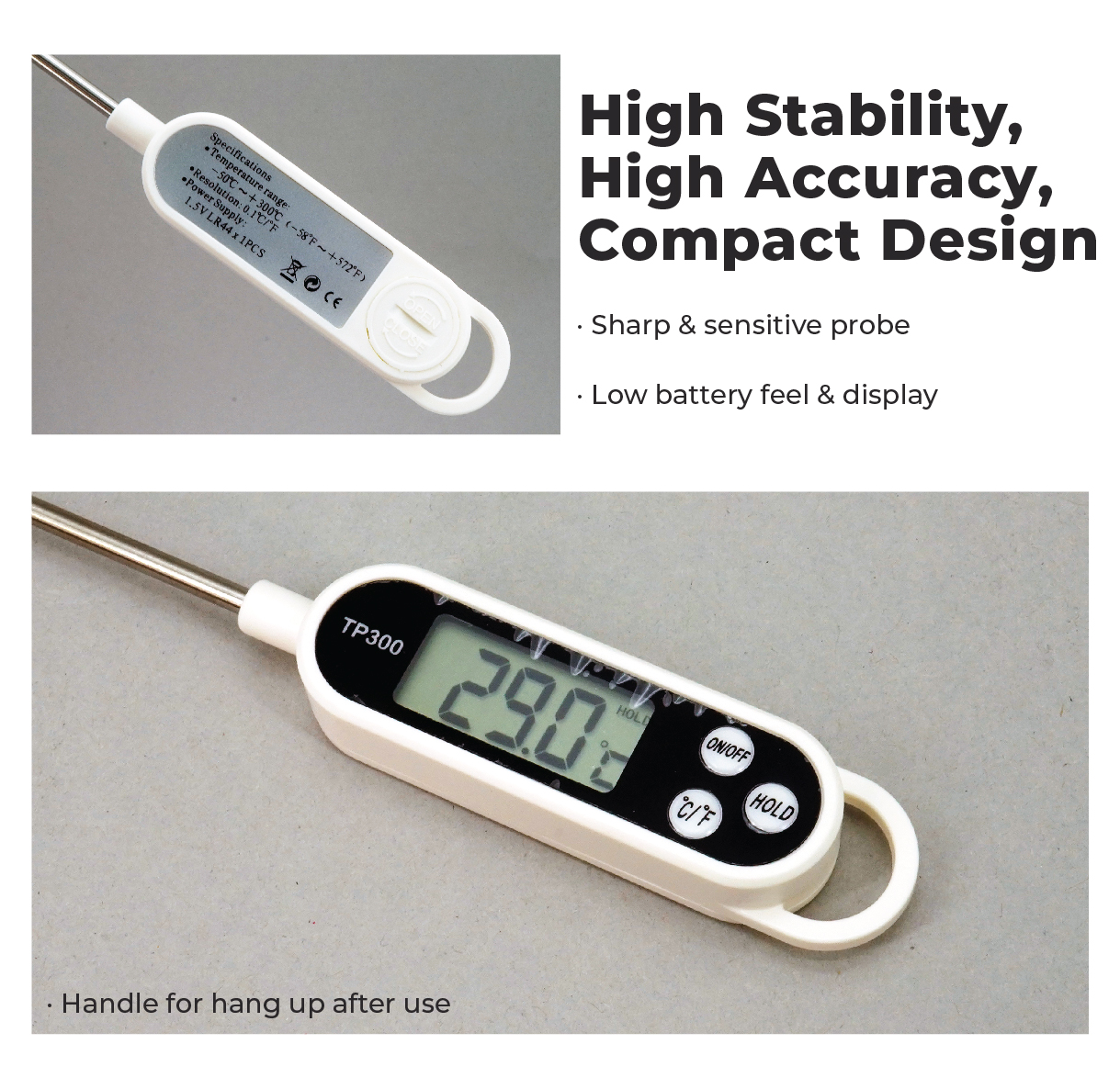 HOME PERFECT Stainless Steel Digital Baking Food Thermometer W/LCD ...