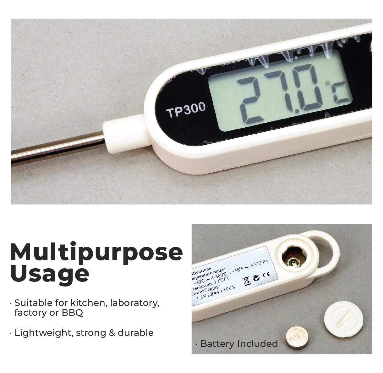 HOME PERFECT Stainless Steel Digital Baking Food Thermometer W/LCD ...