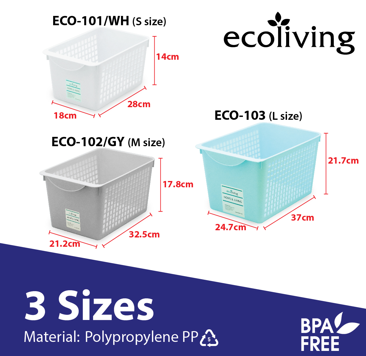 ECO LIVING Rectangle Stationery Tray,Basket Bakul,Multi-Purpose Kitchen Storage Organizer Basket ...