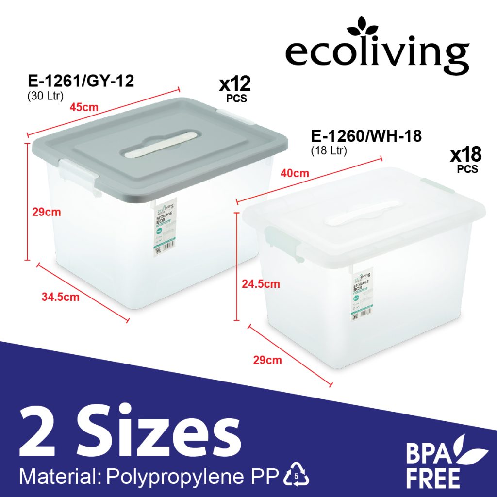 ECO LIVING CARTON DEAL 18Pcs/Pack 18Ltr Stackable Storage Box,Organizer ...