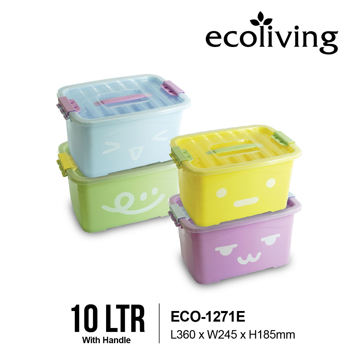 ECO LIVING 10/16L Stackable EMOJI Storage Box, Space Organizer, Kotak ...