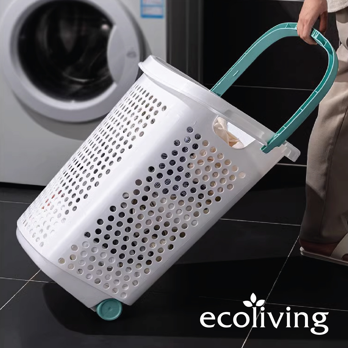 ECO LIVING 60Ltr Stackable Ventilation Design Laundry Basket W/2 Wheels ...