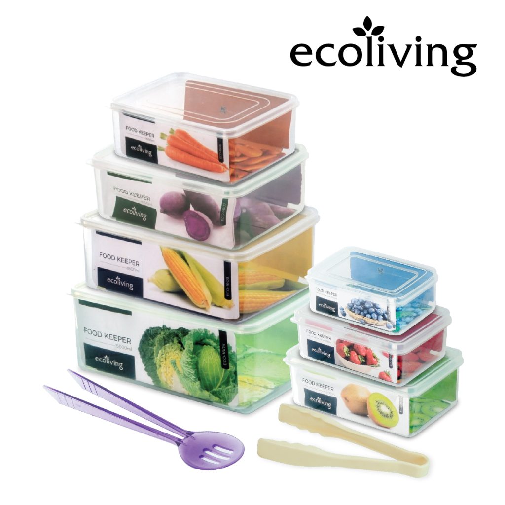 ECO LIVING 500-1200ml Stackable Airtight Fruit Vege.Food Storage ...