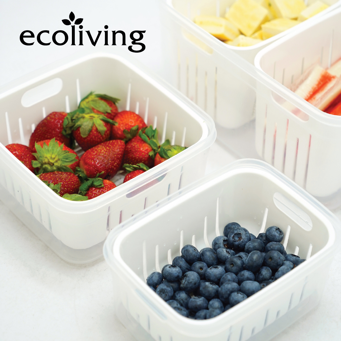 ECO LIVING 900ml/1.3L Rect.AirTight Freezer,ECO Smart Keeper w/Drainer ...