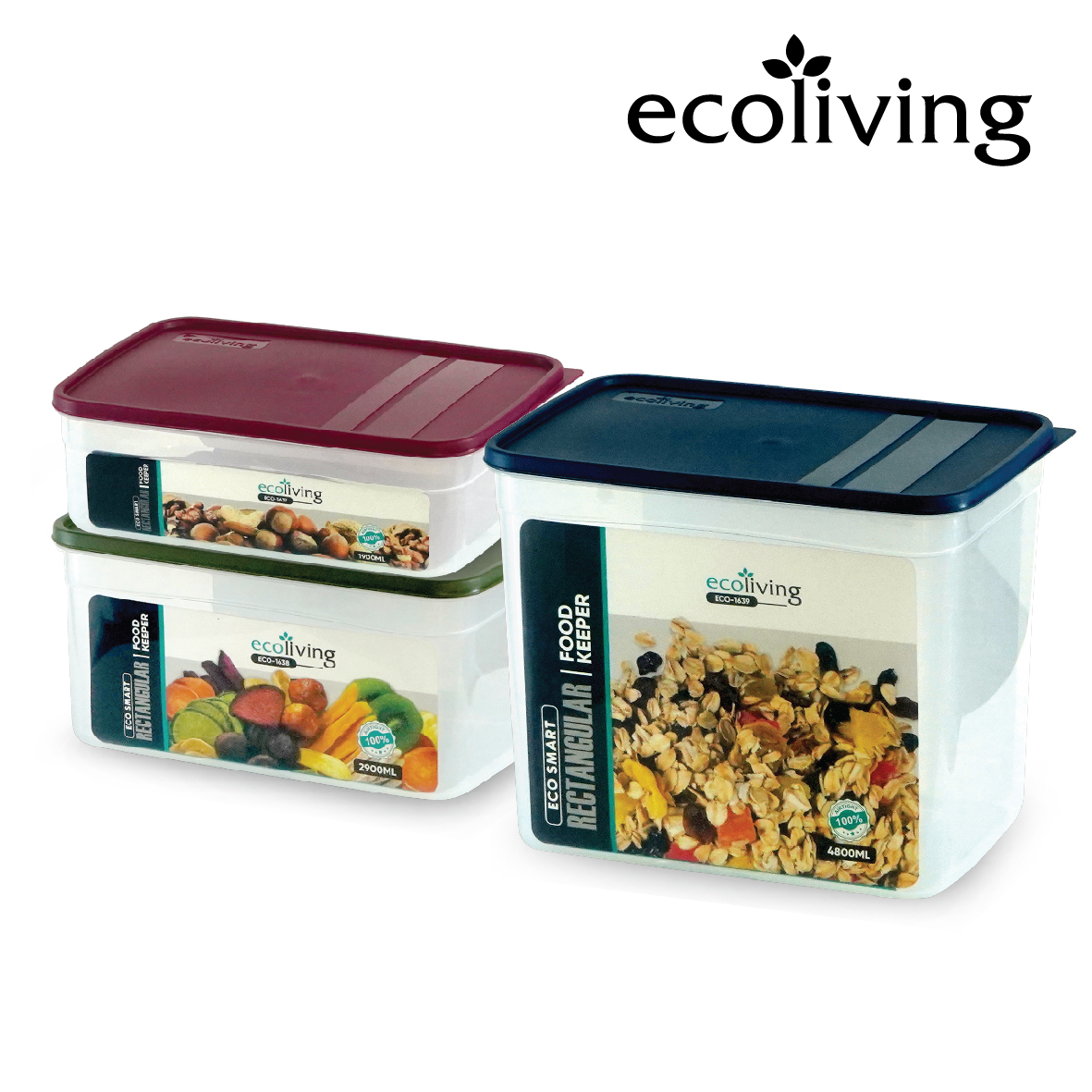 ECO LIVING OFFER PACK 1.9/2.9/4.8L Rect.AirTight Freezer ECO Smart ...