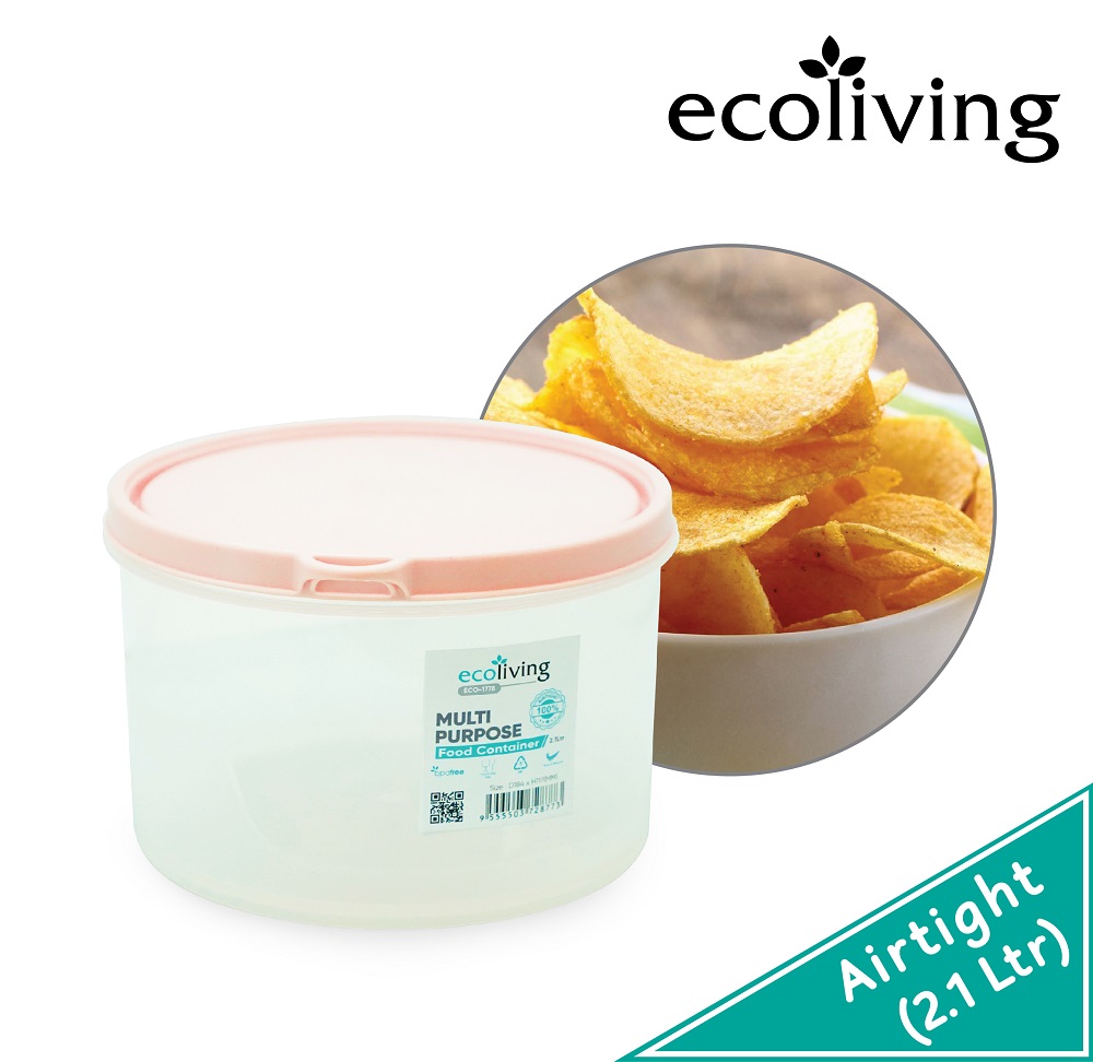 ECO LIVING Airtight Food Storage Container With Round Shape, Bekas ...