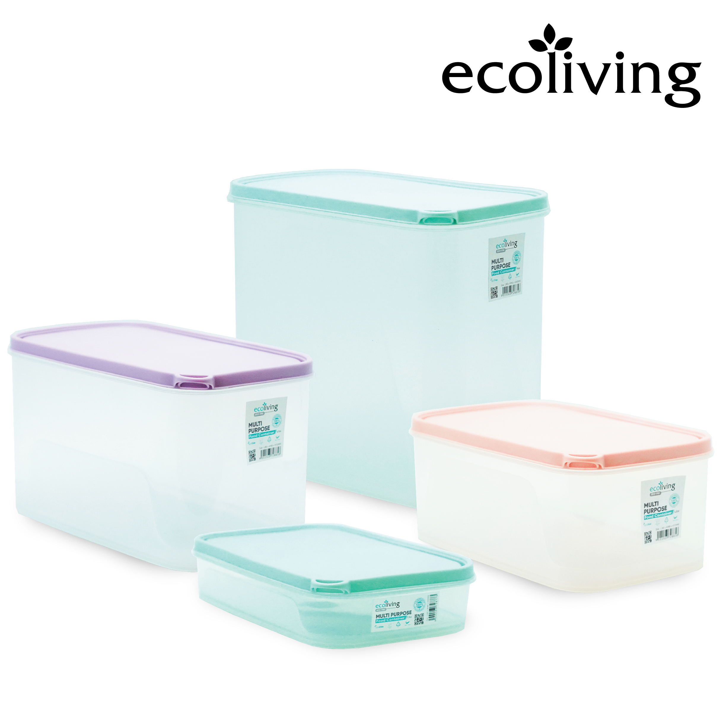 ECO LIVING CARTON DEAL 12Pcs/Pack 1.7/4.2/6.7/11Ltr Rect. Food ...