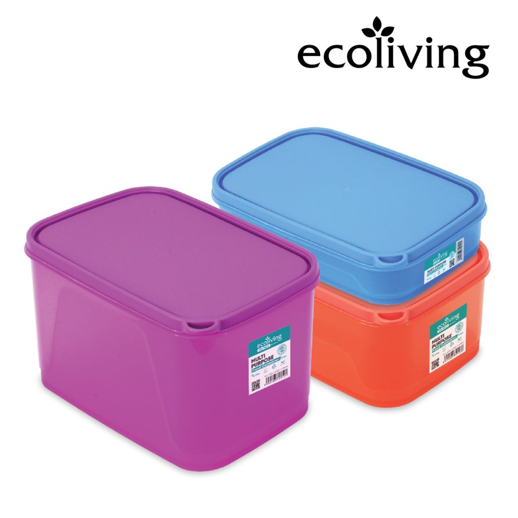 ECO LIVING 1.7/4.2/6.7Ltr Airtight Rect. Colourful Food Storage ...