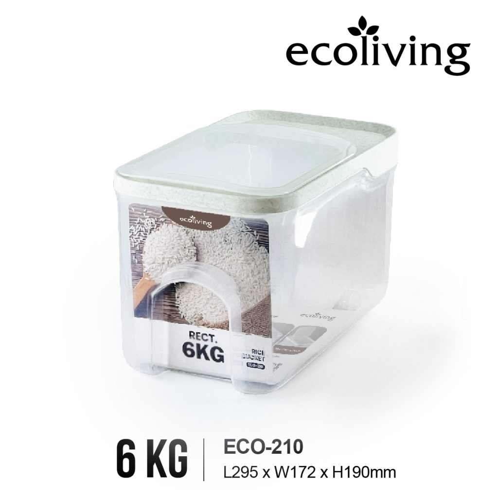 ECO LIVING 6KG Plastic Rice Bucket, Rice Storage Container, Bekas Beras ...