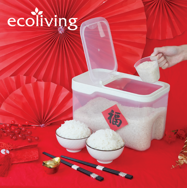 ECO LIVING 6KG Plastic Rice Bucket, Rice Storage Container, Bekas Beras ...