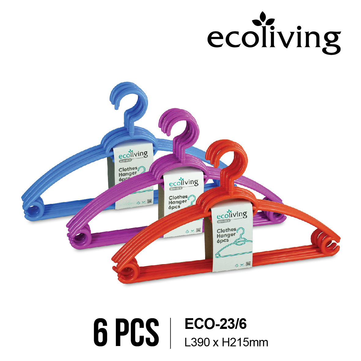 ECO LIVING 6 Pcs Twistable Head Clothes Hanger Set With 2 Side Hooks ...
