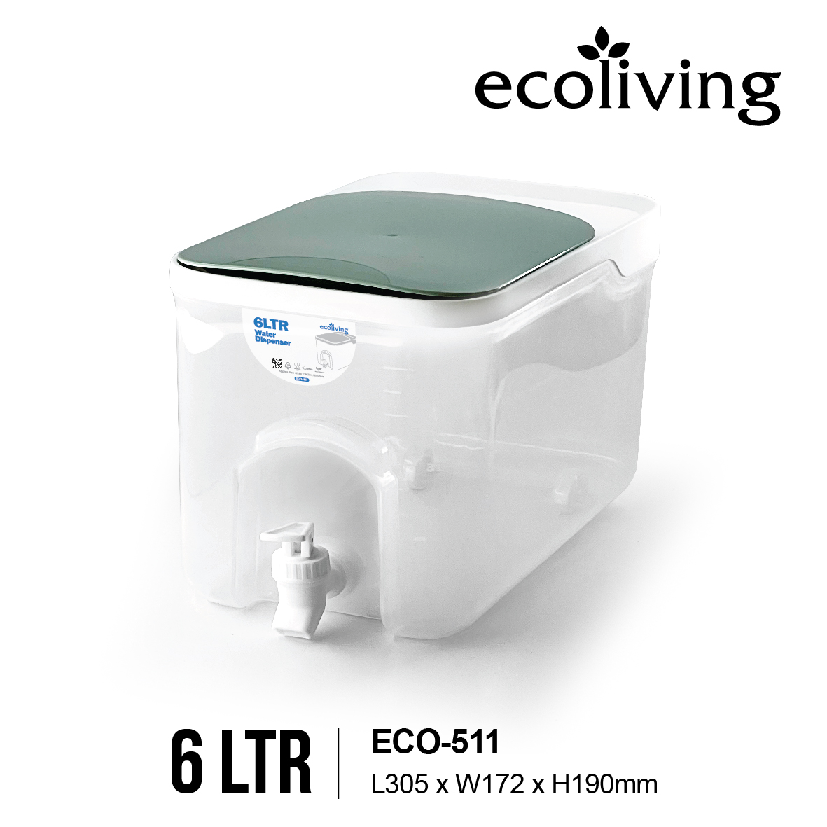 ECO LIVING 6L Water & Juice Dispenser, Water Cooler, Drink Jar, Bekas Air Tong, ECO-511 – EPLAS