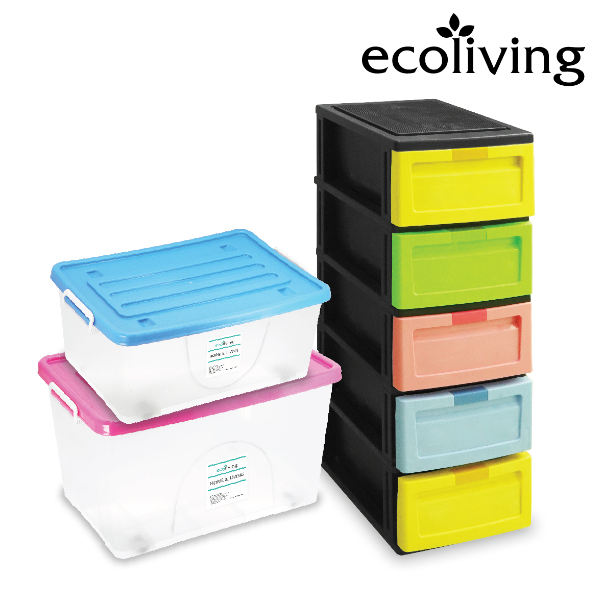 ECO LIVING 5 Tiers/Layer Drawer,Multi-Colour Storage Cabinet W/Handle ...