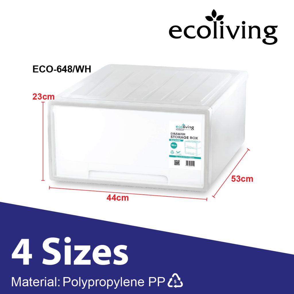 ECO LIVING Extra Wide 2 Compartment Office Storage Box Drawer W/Handle ...