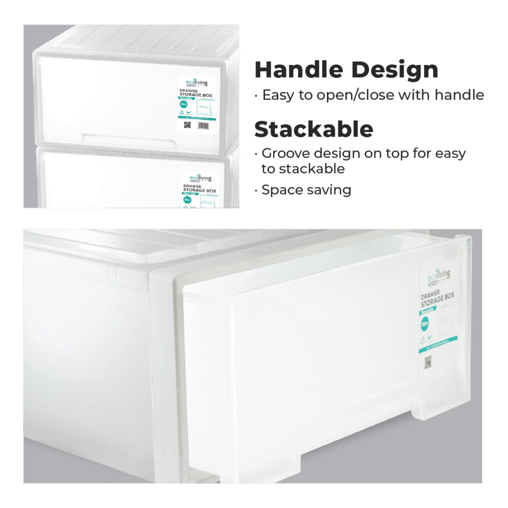 ECO LIVING Extra Wide 2 Compartment Office Storage Box Drawer W/Handle ...