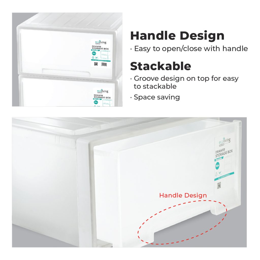 ECO LIVING Extra Wide Office Storage Box Drawer W/Handle, Kotak ...