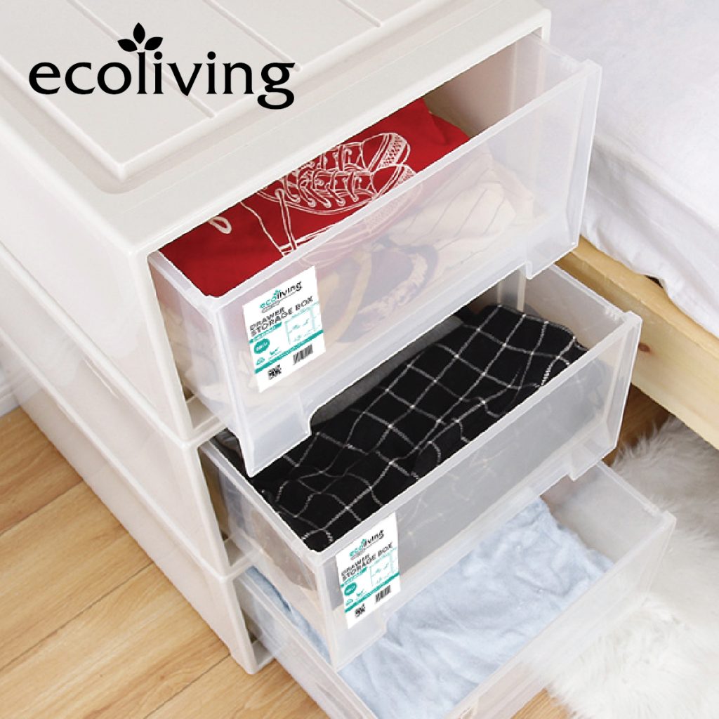 ECO LIVING Extra Wide 2 Compartment Office Storage Box Drawer W/Handle ...