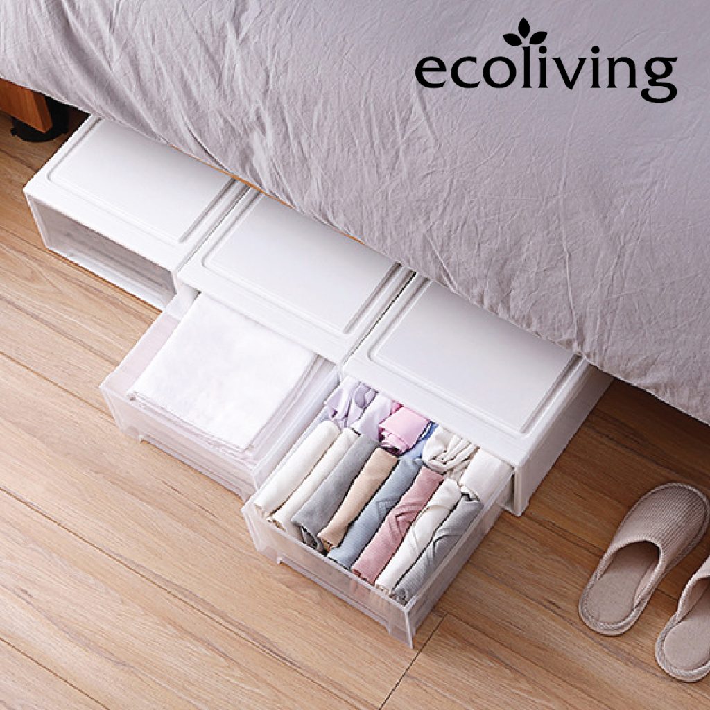 ECO LIVING Extra Wide 2 Compartment Office Storage Box Drawer W/Handle ...