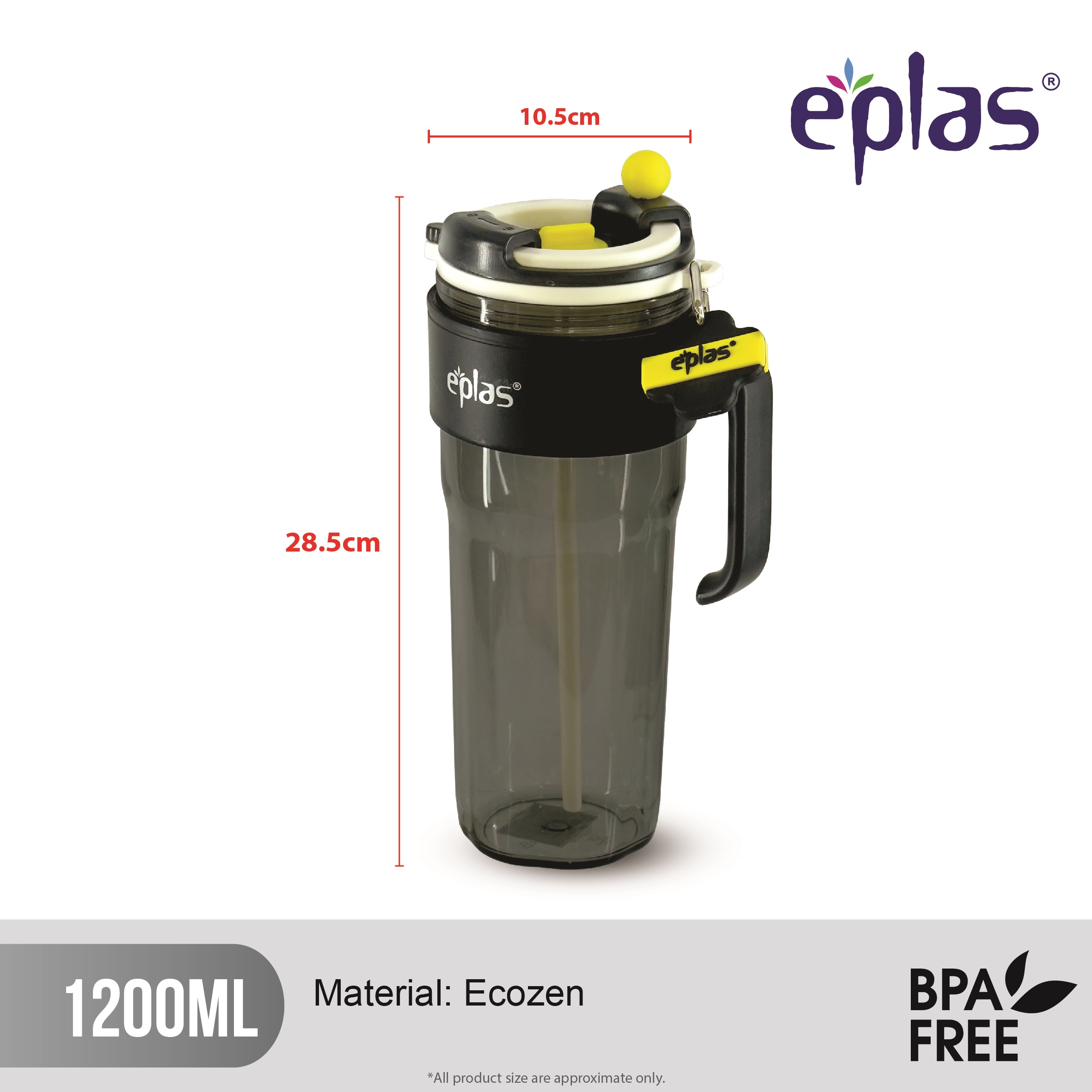 EPLAS MODERN 1200ml 2 Way Drinking Tumbler Mug With Straw & Handle & Filter, Tumbler Mug Dengan ...