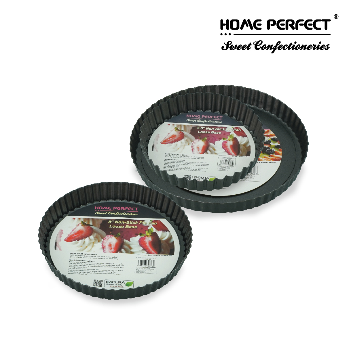HOME PERFECT 5.5/8/9.5 Inch Non-Stick Loose Base Pie Pan With 3 Layers ...