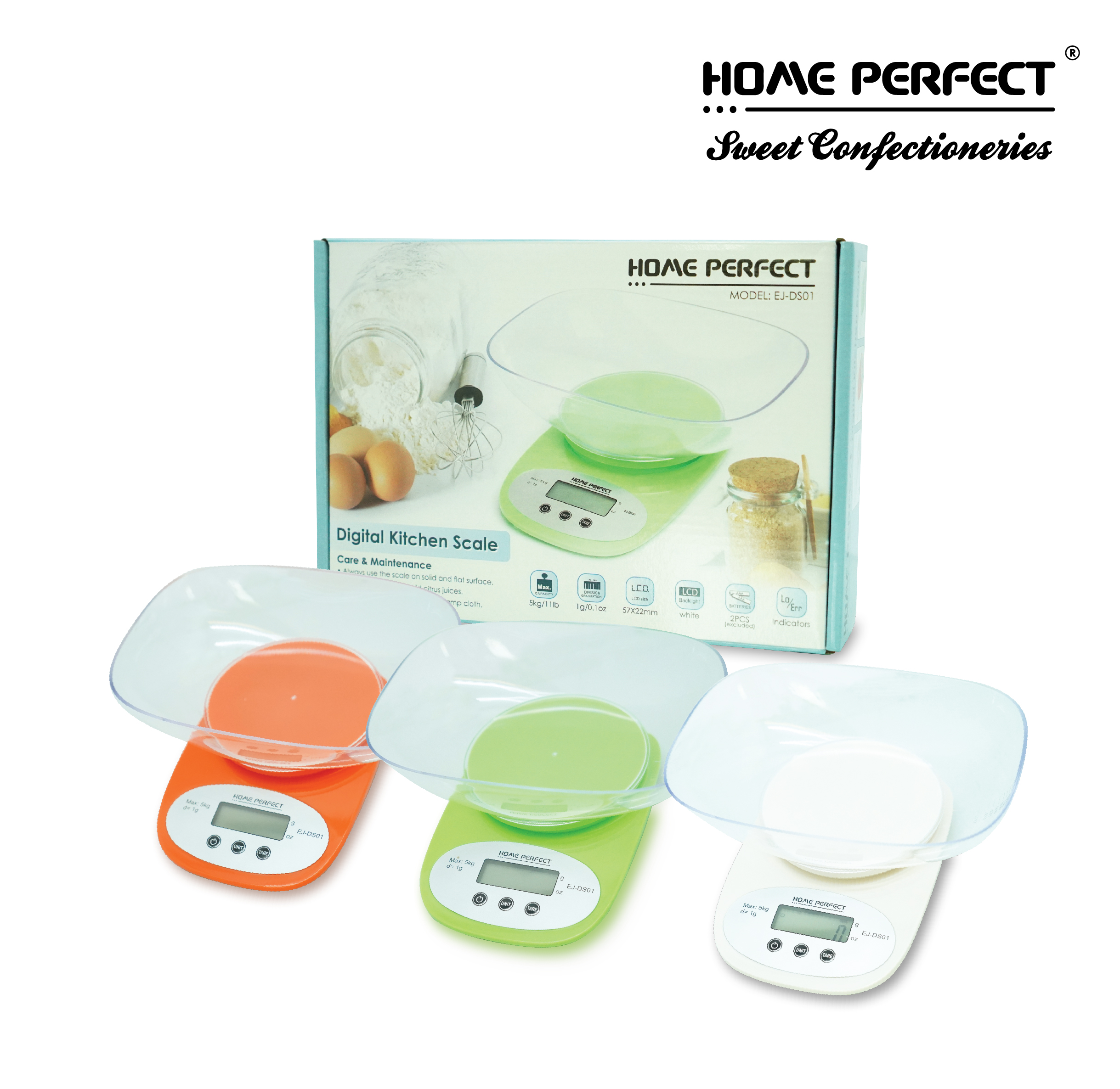 HOME PERFECT Kitchen Digital Electronic LCD Scale With Measuring Bowl ...