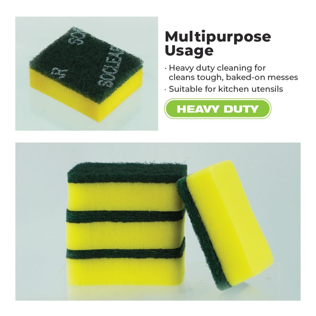 SO CLEAR HEAVY DUTY 1/2/4Pcs Non-Stick Scouring Sponge,Dish Wash,Spons ...