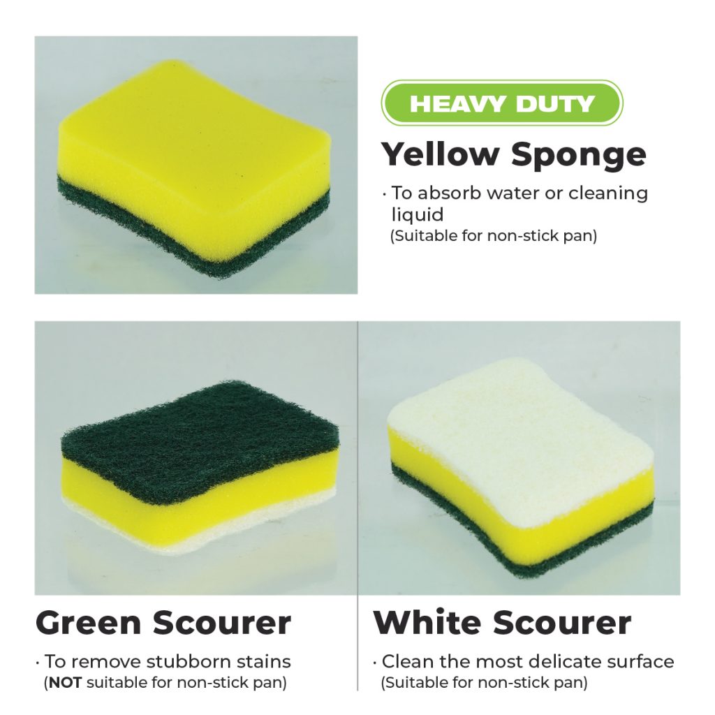 SO CLEAR HEAVY DUTY 1/2/4Pcs Non-Stick Scouring Sponge,Dish Wash,Spons ...