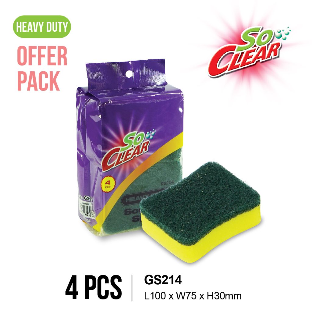 SO CLEAR HEAVY DUTY 1/2/4Pcs Non-Stick Scouring Sponge,Dish Wash,Spons ...
