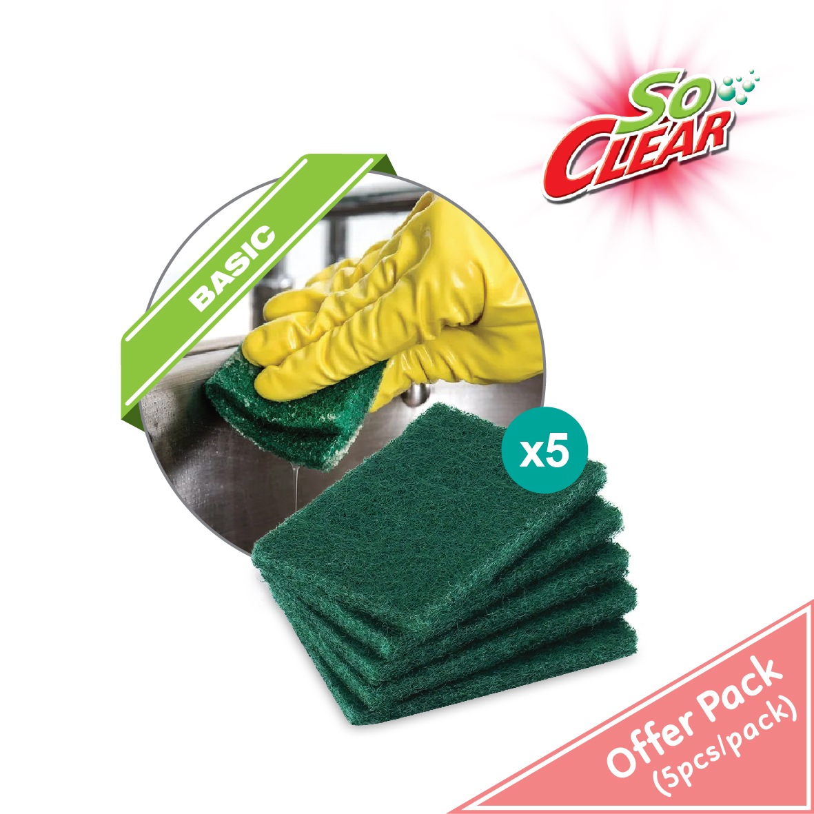 SO CLEAR BASIC 2,3,5,10Pcs/Pack Nylon Scouring Sponge Pad,Dish Wash ...