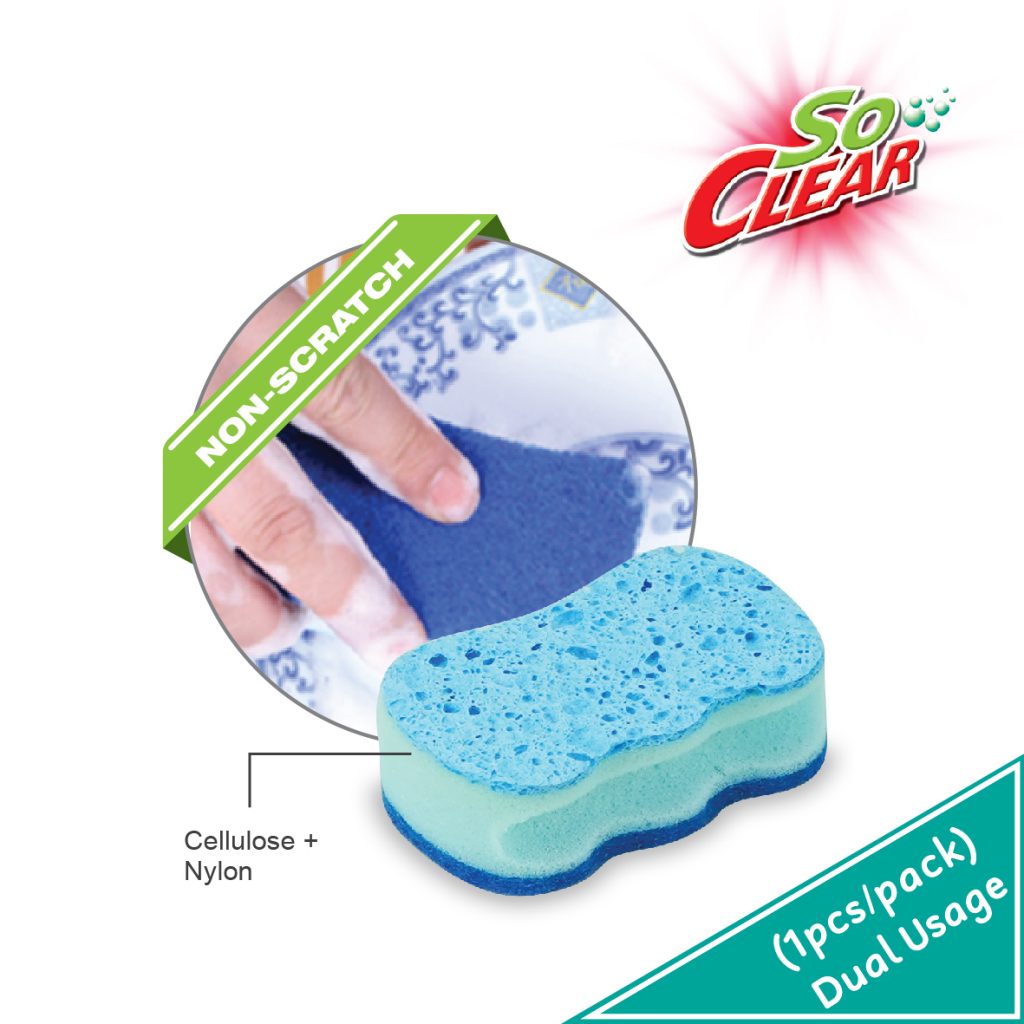 SO CLEAR NON-SCRATCH Microfibre Nylon Cellulose&Scourer Gentle Sponge ...