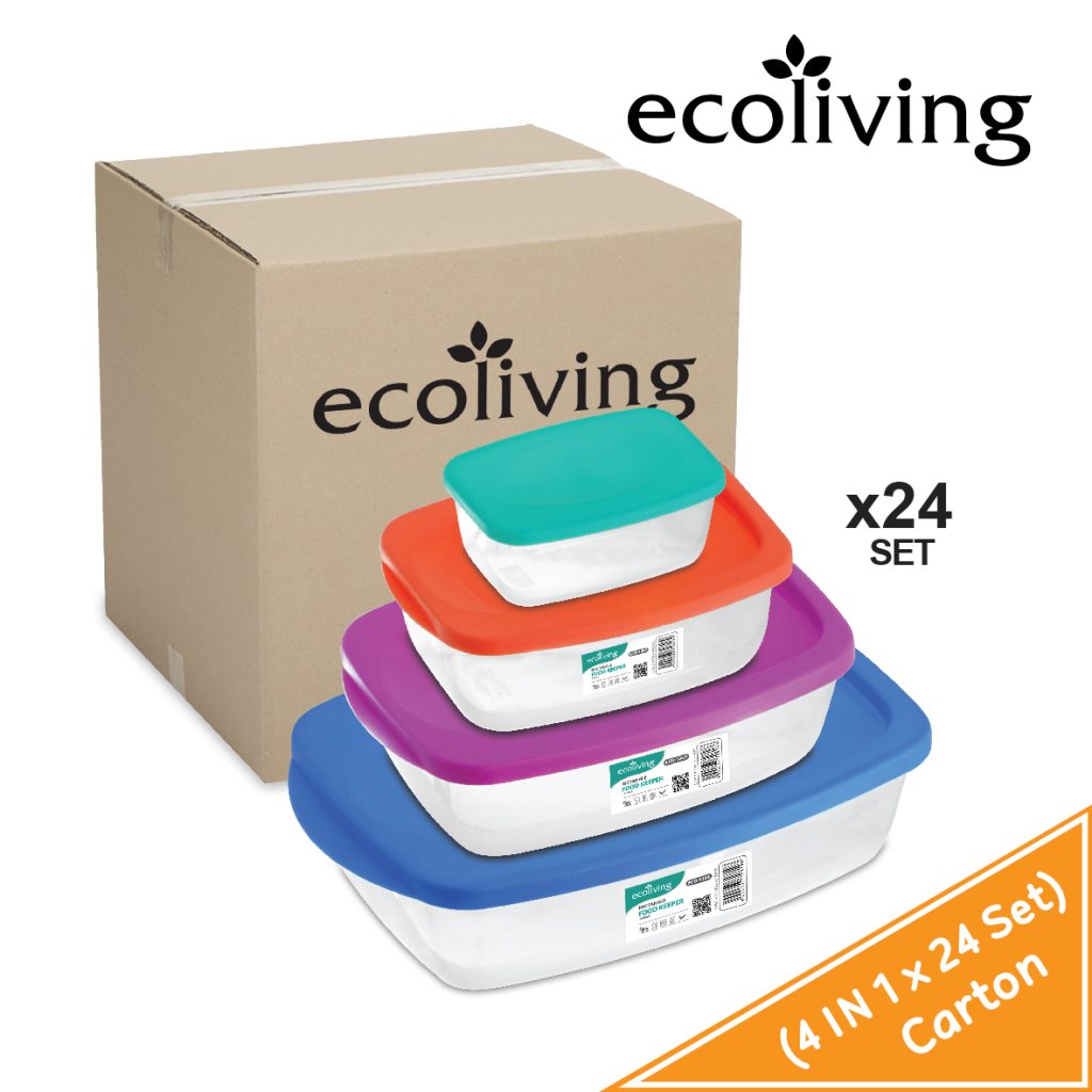 ECO LIVING CARTON DEAL 24,48Pcs/Pack 4In1/210mlx3 Rect. Stackable Food ...