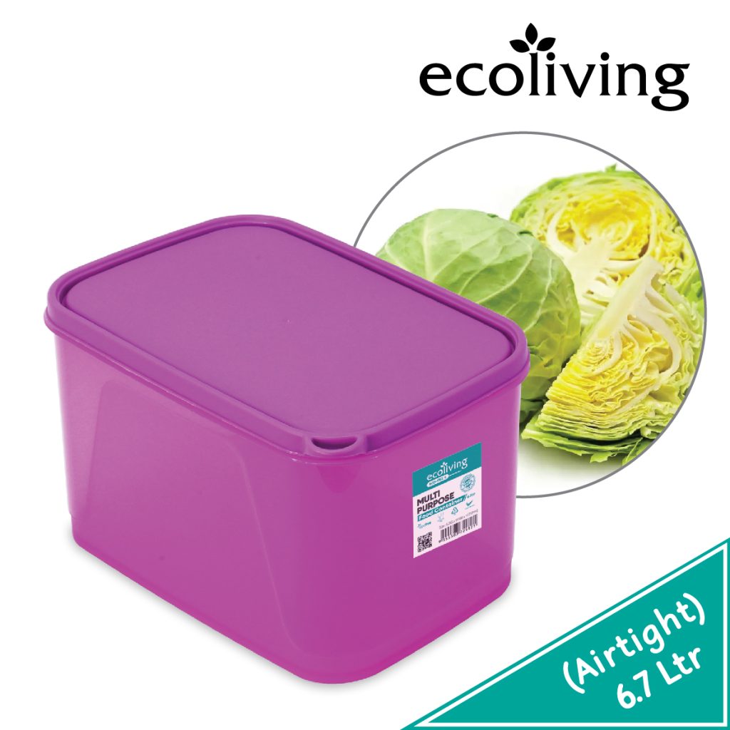 ECO LIVING 1.7/4.2/6.7Ltr Airtight Rect. Colourful Food Storage ...