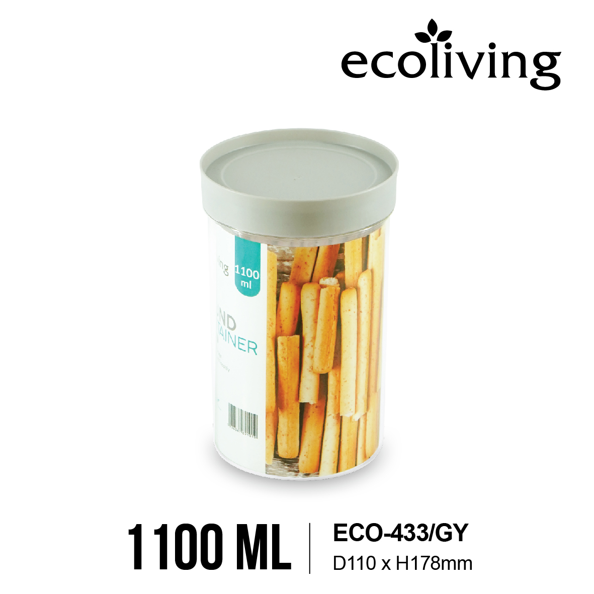 ECO LIVING 450/650/1100ml Stackable Round Transparent Canister, Food ...