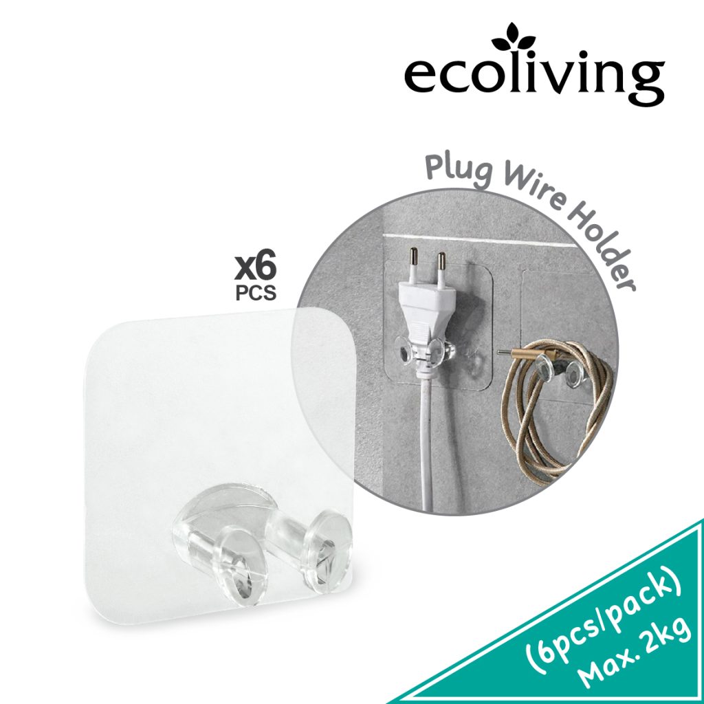 ECO LIVING 6pcs/Pack Strong Adhesive Hook Wall Mounted Cable Plug Wire ...
