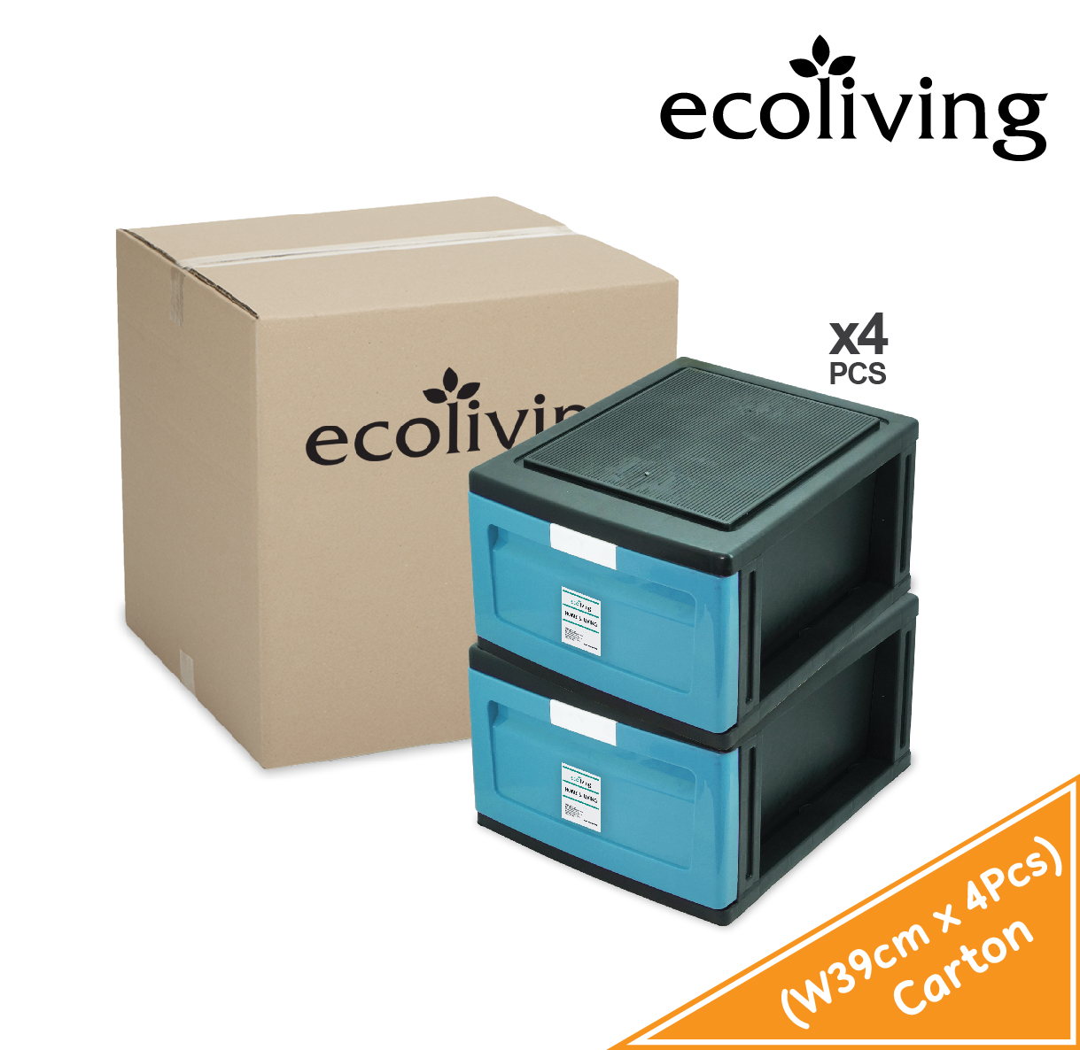 ECO LIVING CARTON DEAL 4Pcs/Ctn 4 Tier/Layer Drawer,Storage Cabinet W ...