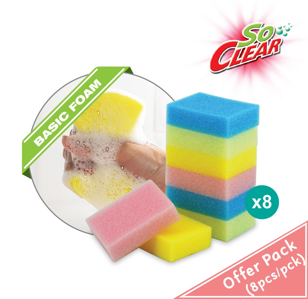 SO CLEAR BASIC 2,3,4,5,8Pcs/Pack Non-Scratch Dishwash Cleaning Sponge ...
