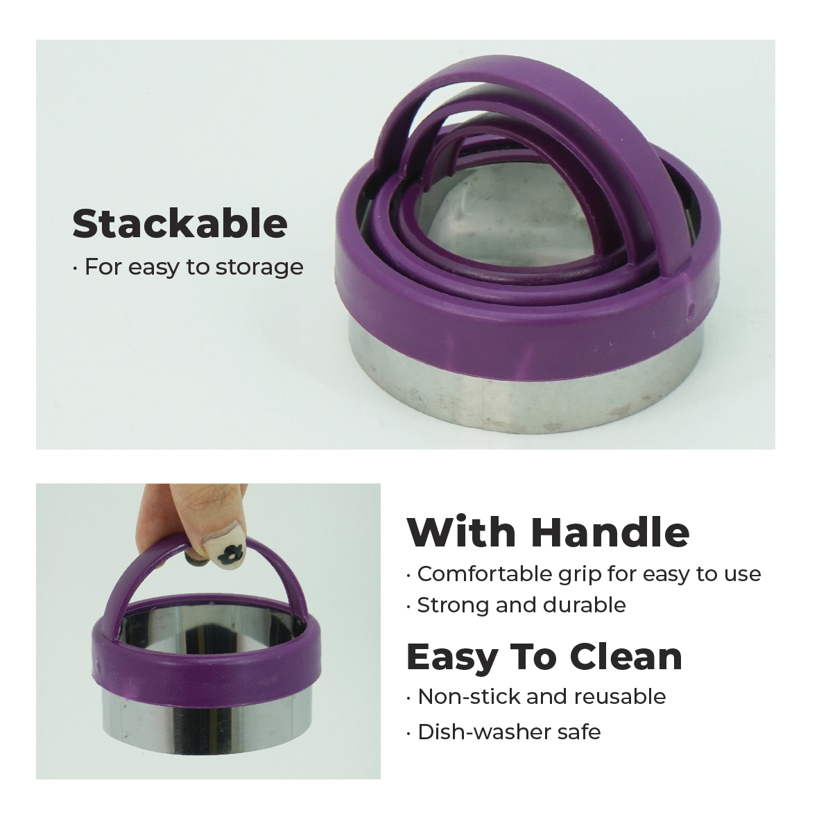 HOME PERFECT 3Pcs/Pack S/S Stackable Round/Wave Flated Edge Cookies ...