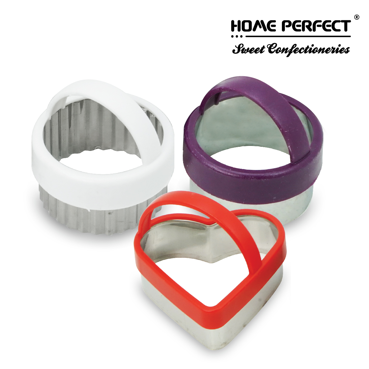 HOME PERFECT 3Pcs/Pack Stainless Steel Stackable Heart Shape Cookies ...